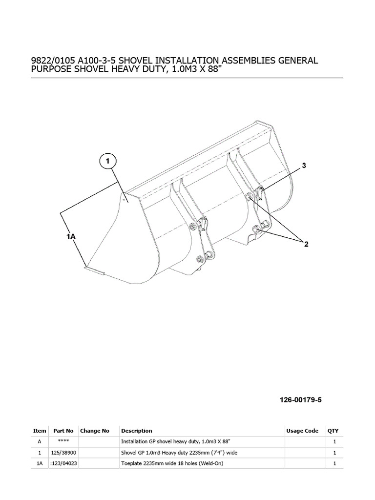 9822 - 0105 A100-3-5 Shovel Installation Assemblies General Purpose ...