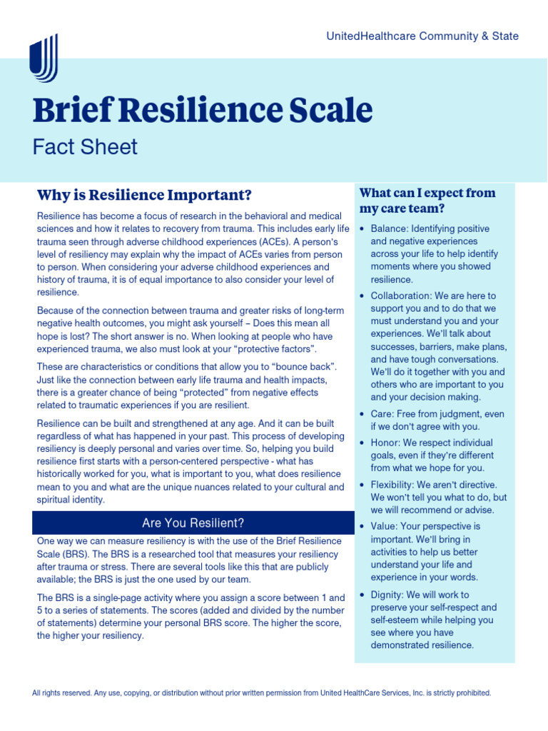 Oct 27 Brief Resilience Scale ToolPackage | PDF | Psychological ...