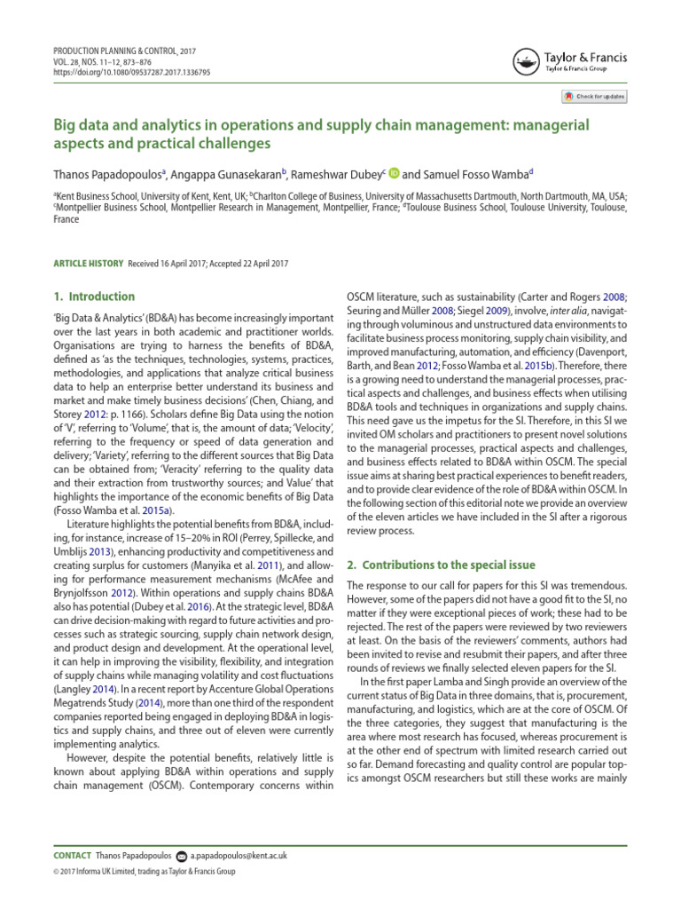 Big Data in Supply Chain Management | PDF | Supply Chain | Big Data