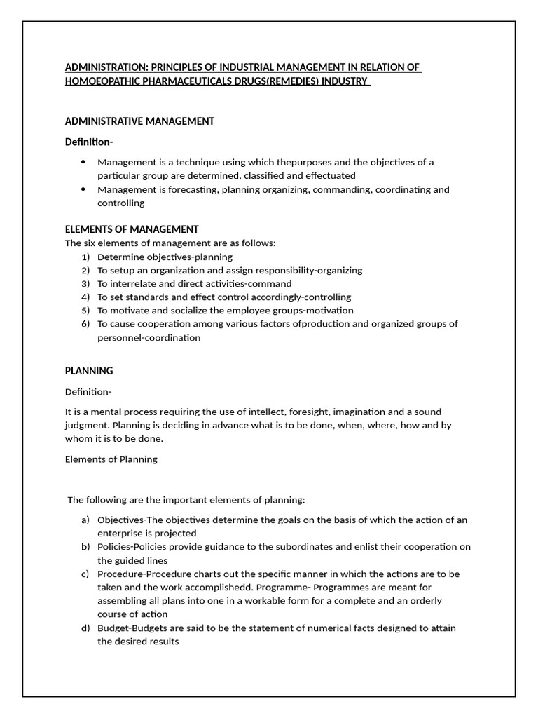 Administration Principles of Industrial Management in Relation of ...
