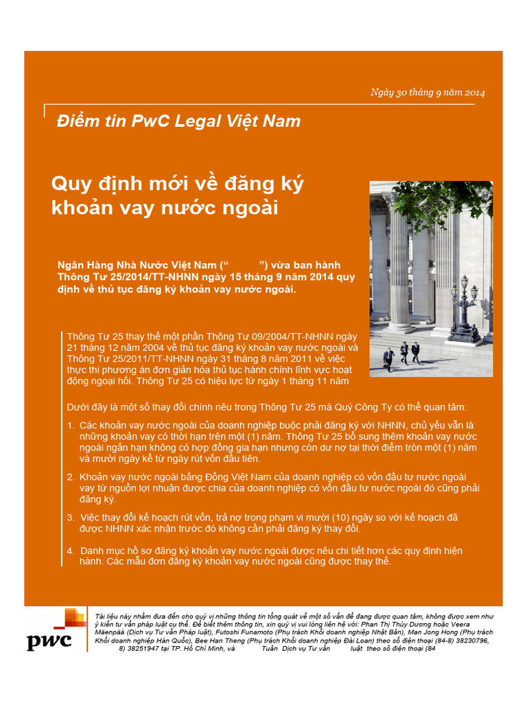 PWC Legal Vietnam Newsbrief - Circular 25 - Foreign Loan Registration ...