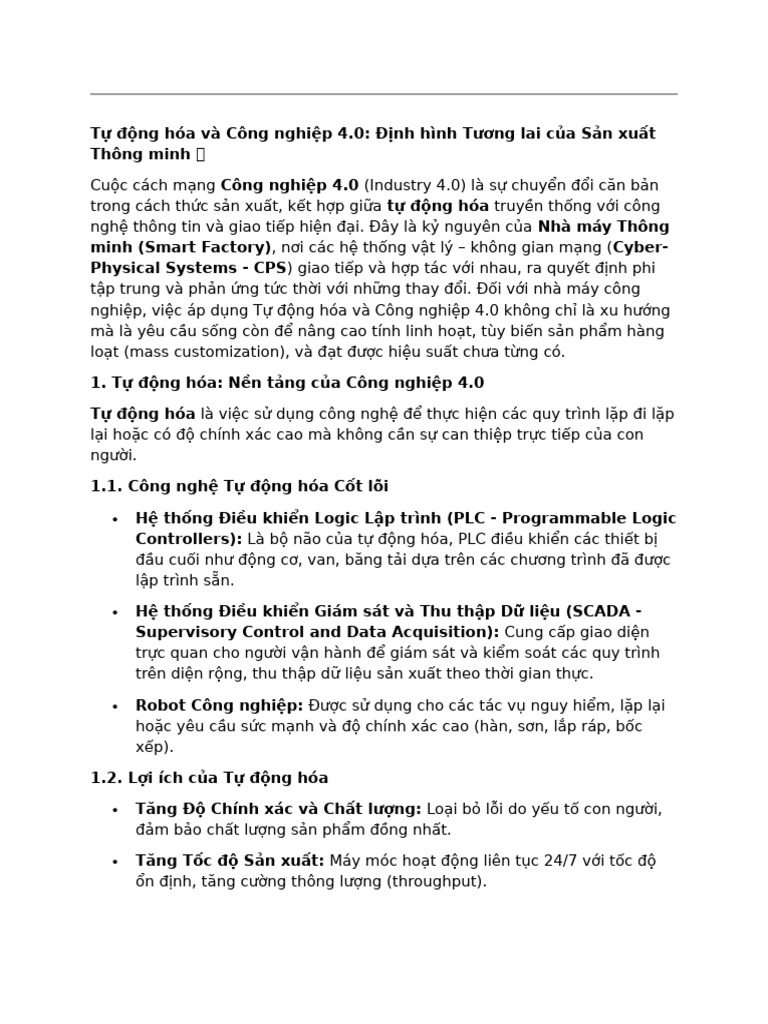 Tự Động Hóa Và Công Nghiệp 4 | PDF