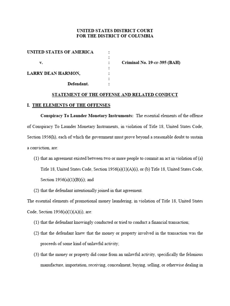 Statement of Offense Harmon - Signed 002 0 | PDF | Bitcoin | Title 18 ...