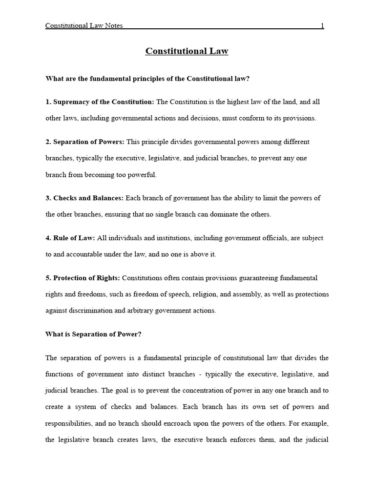 Key Principles of Constitutional Law | PDF | Article Three Of The ...