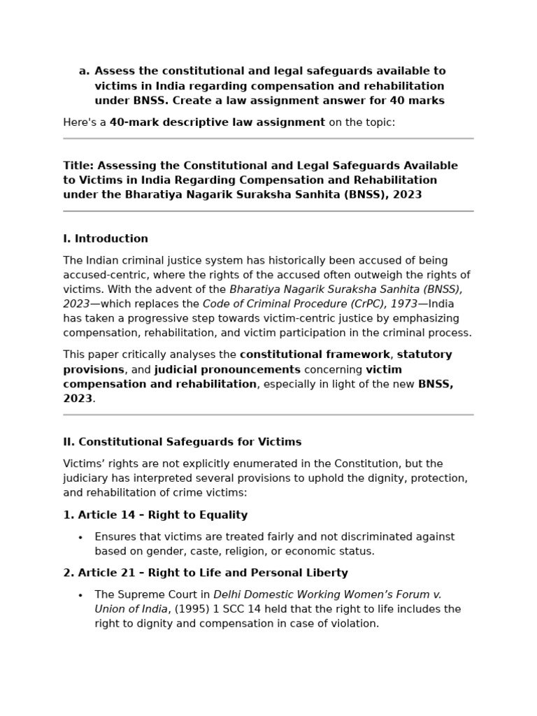 Victim Compensation & Rehabilitation in BNSS | PDF | Appeal | Acquittal