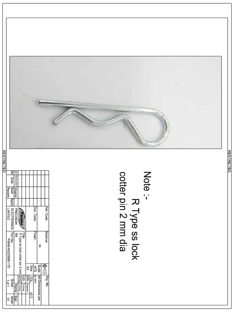 PMAS-N2225850-173 R Type Ss Lock Cotter Pin 2 MM Dia | PDF