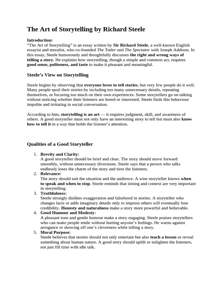 Mastering Storytelling Techniques | PDF | Essays | Storytelling