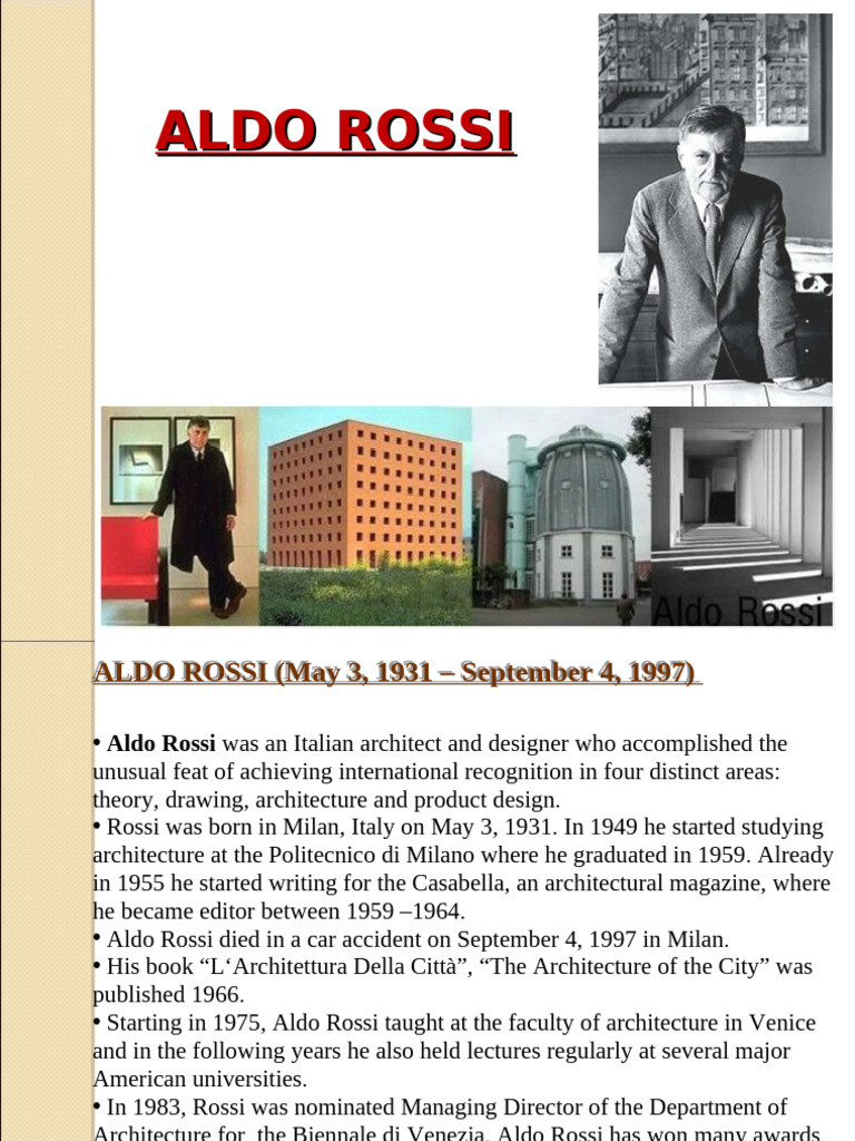 Aldo Rossi: Architect and Theorist | PDF | Architectural Design ...