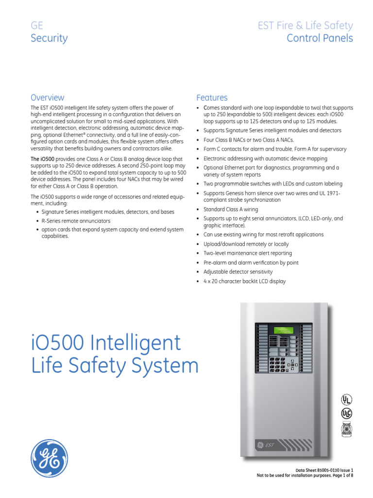 EST iO500 Life Safety System Overview | PDF | Electrical Wiring | Telephone