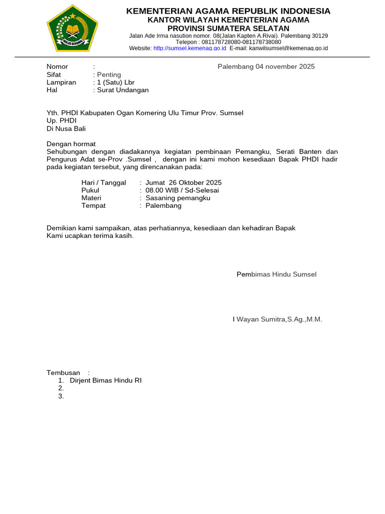 Contoh Surat Dinas Eselon I Dan II | PDF