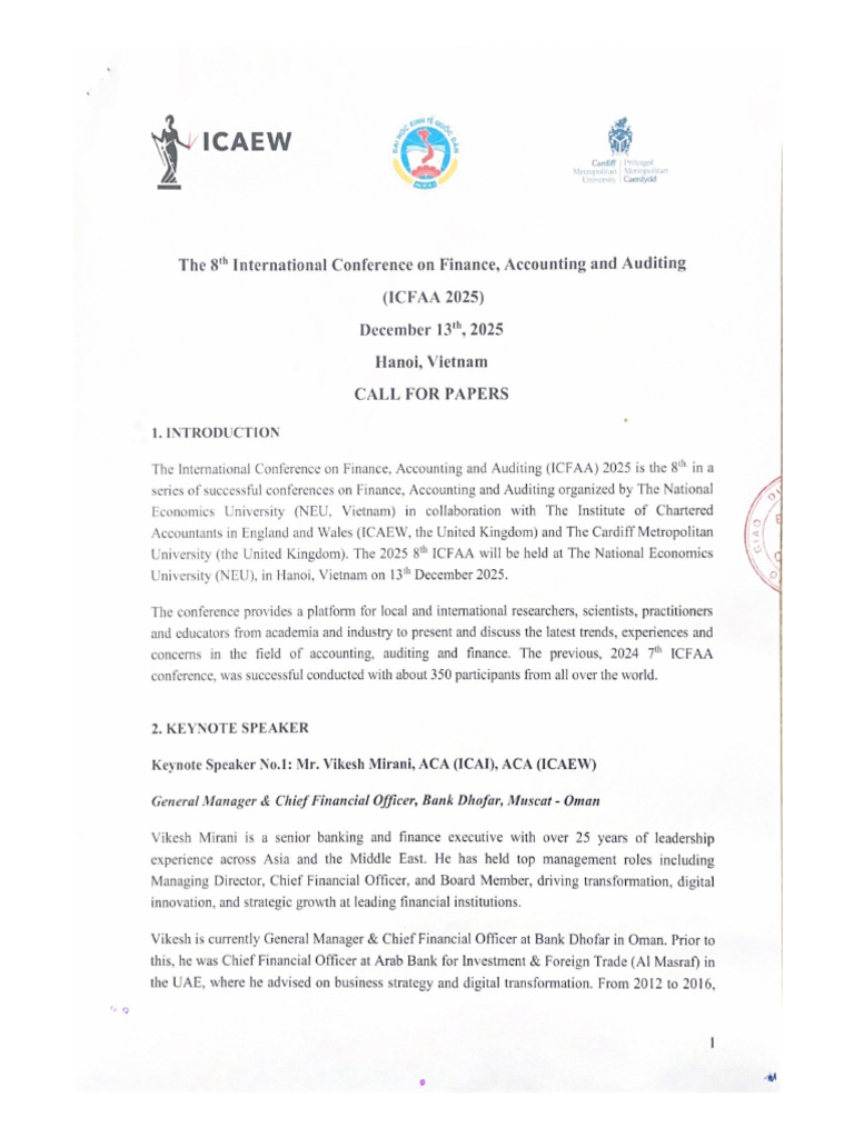 Call For Papers ICFAA 2025 | PDF