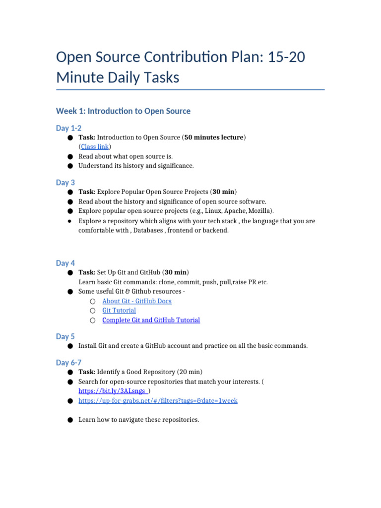 Open Source Contribution Guide: Daily Tasks | PDF | Software Bug ...