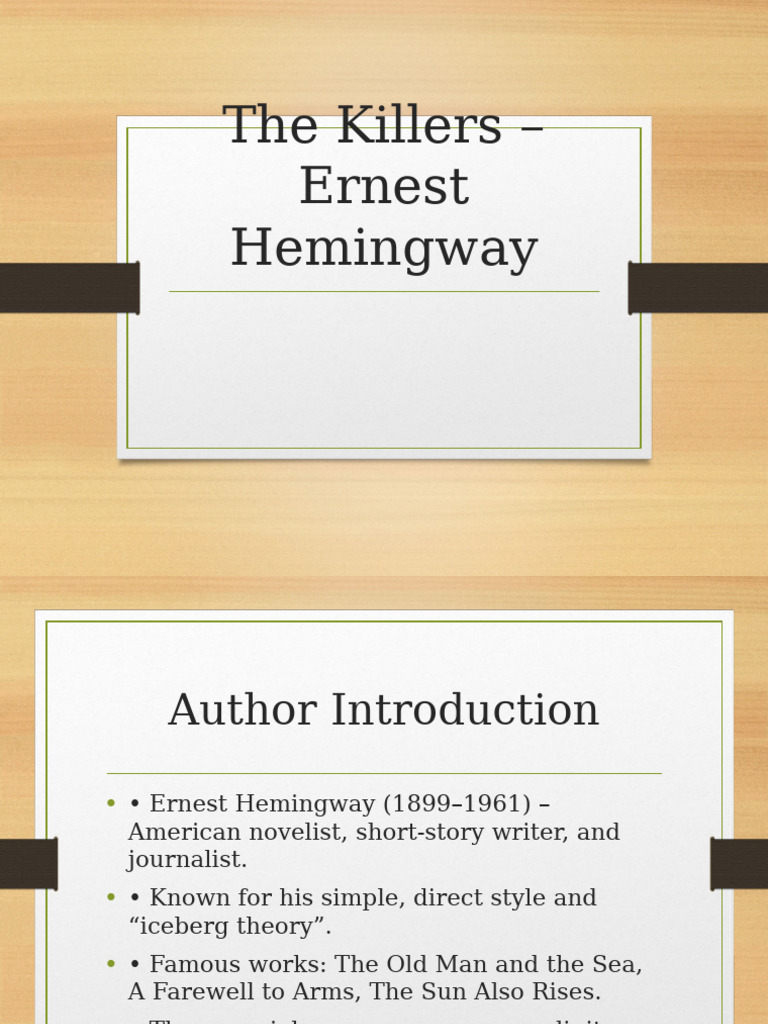 The Killers by Ernest Hemingway | PDF