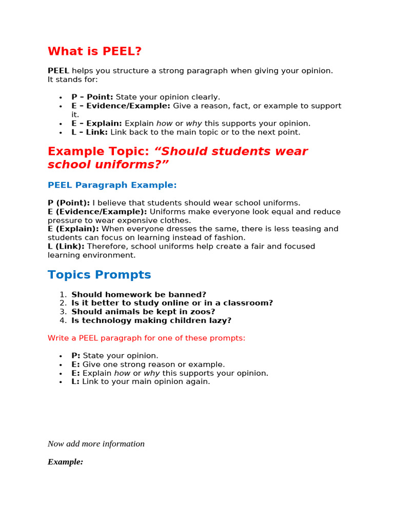 Understanding the PEEL Writing Method | PDF