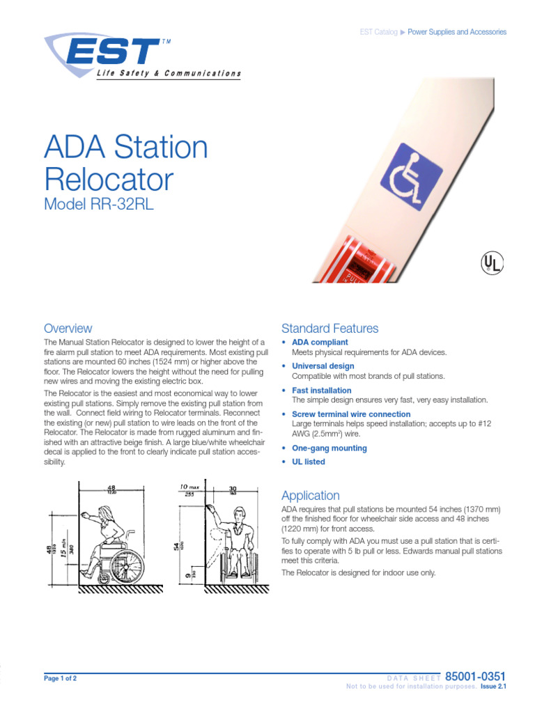 85001-0351 - ADA Station Relocator | PDF | Electrical Wiring | Equipment