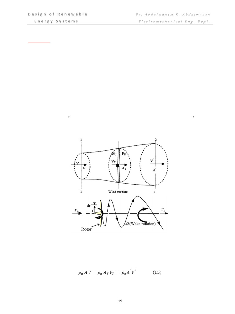 Axial Momentum Theory in Wind Turbines | PDF | Turbine | Aerodynamics