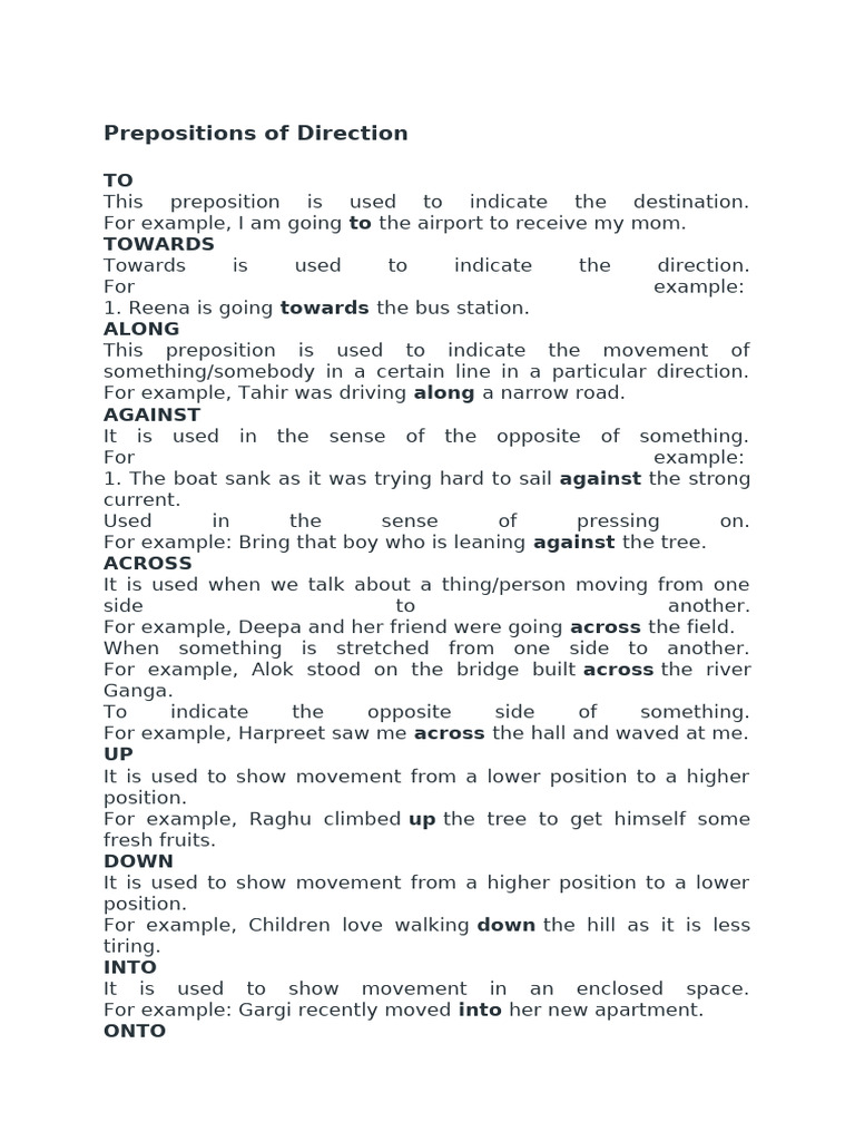 Prepositions rules | PDF