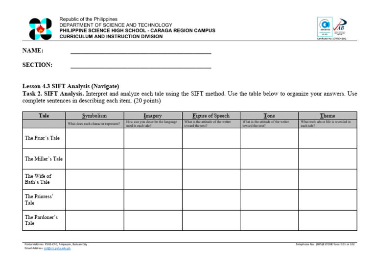 Lesson 4.3 (Navigate) Task 3. SIFT Analysis | PDF