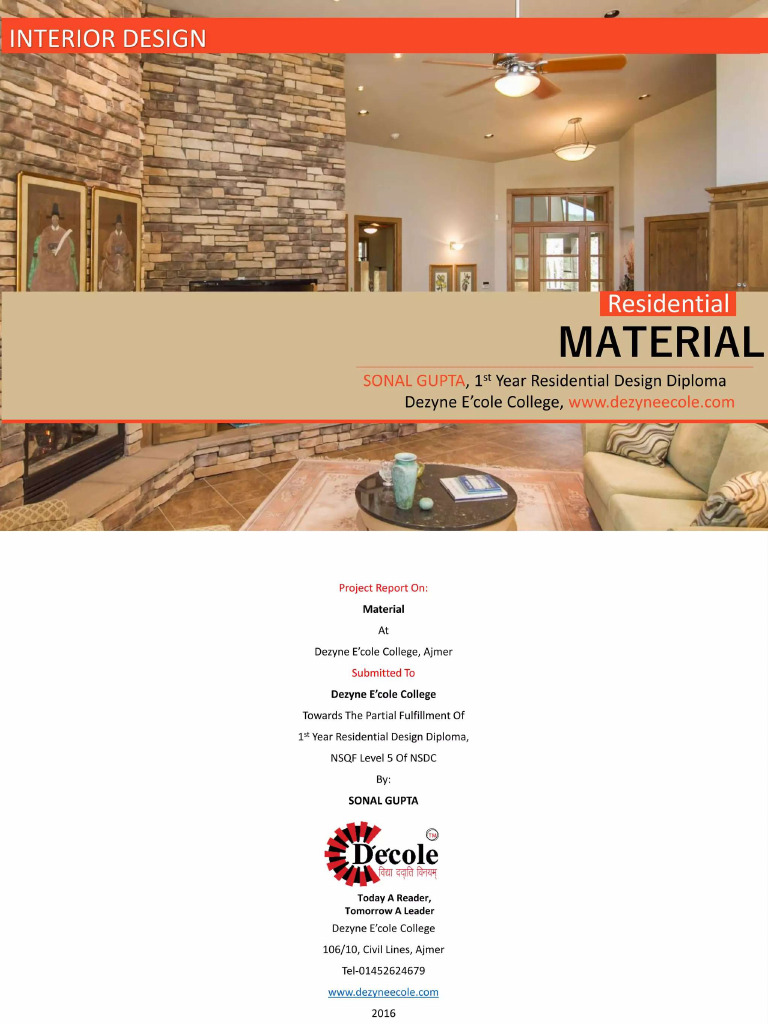Different Material & Bonds in Residential Interior Reference | PDF