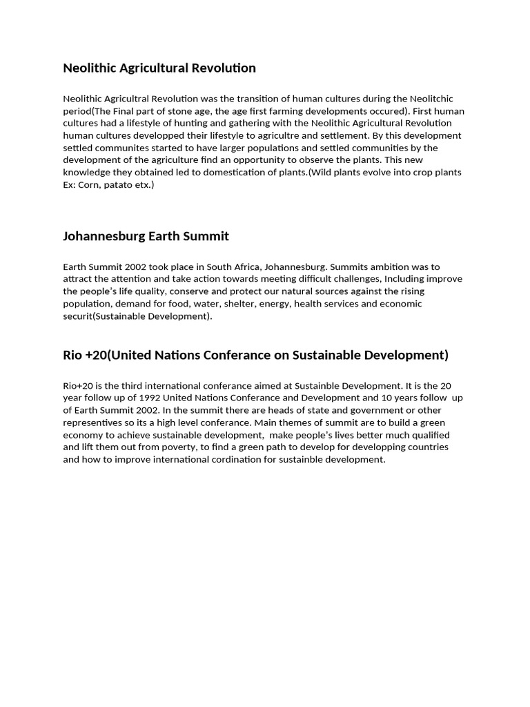 Neolithic Agricultural Revolution | PDF