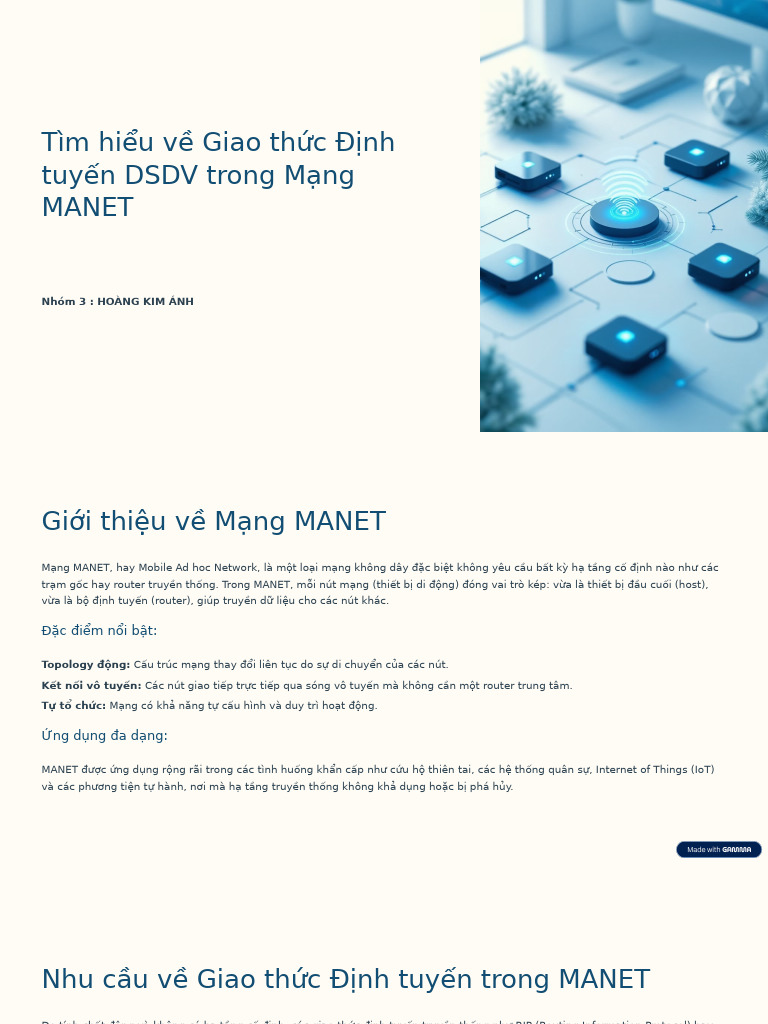Tim Hieu Ve Giao Thuc DJinh Tuyen DSDV Trong Mang MANET | PDF