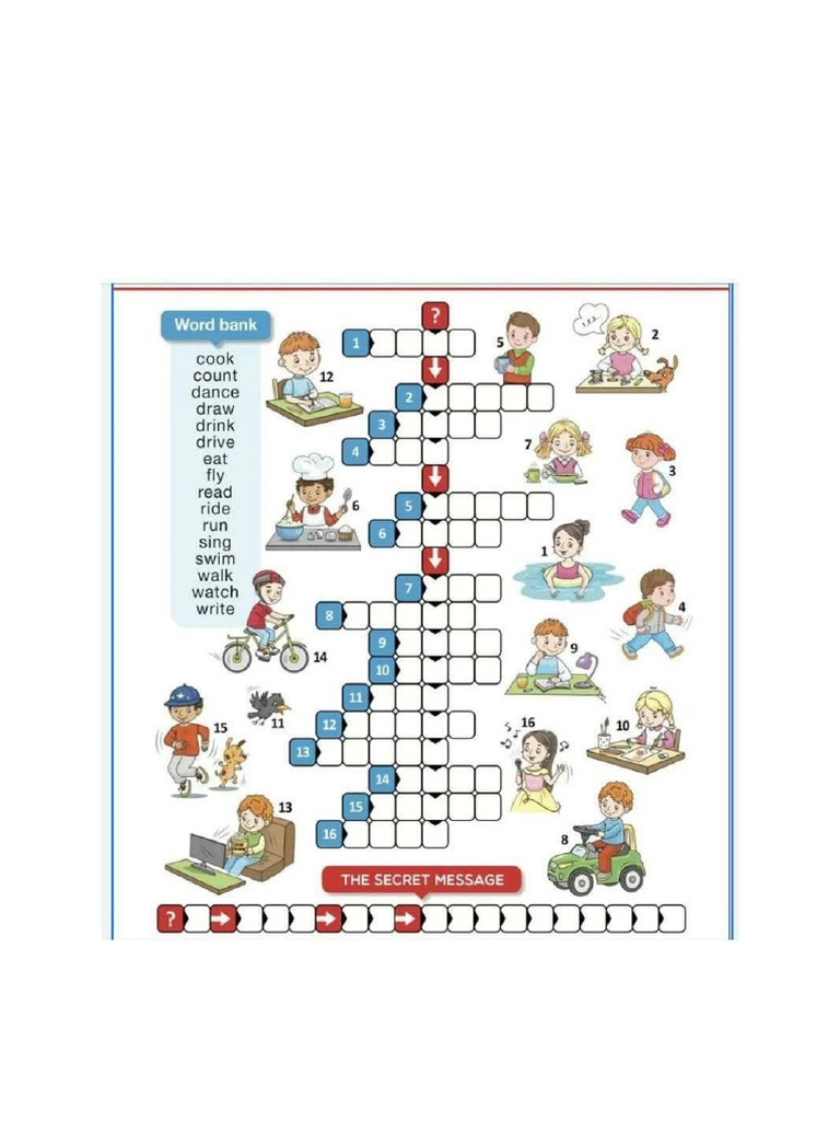 Action Verbs Crossword | PDF