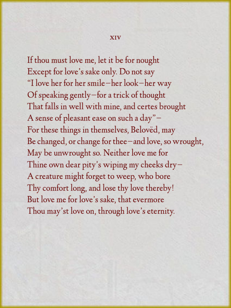 Sonnet 14 by Elizabeth Barrett Browning | PDF