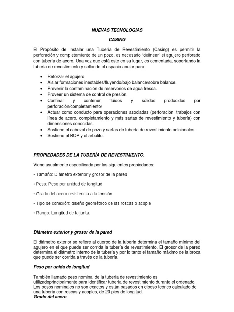 Casing y Liner Perforacion | PDF | Tubería (transporte de fluidos ...