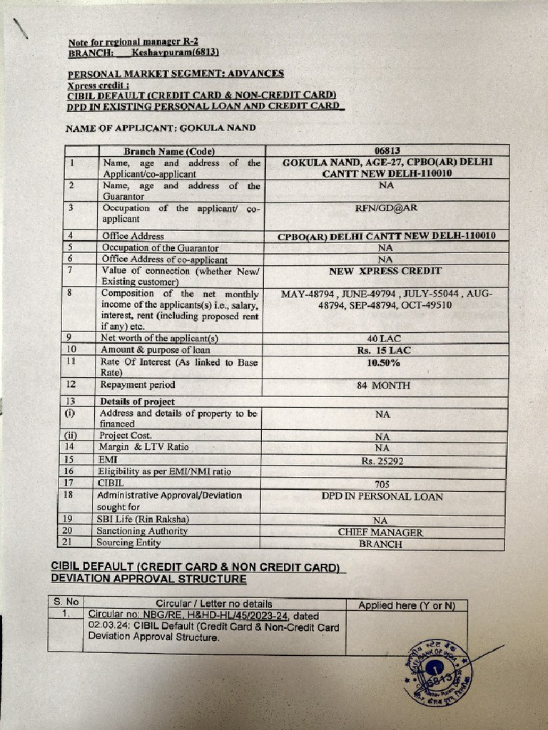 Cibil Deviation Gokula Nand_11zon | PDF
