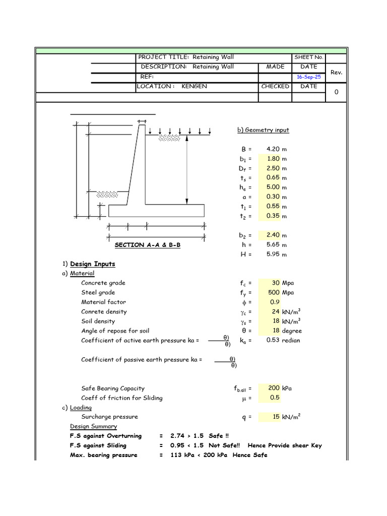 Cantilever Retaining Wall Design Guide | PDF | Geotechnical Engineering ...