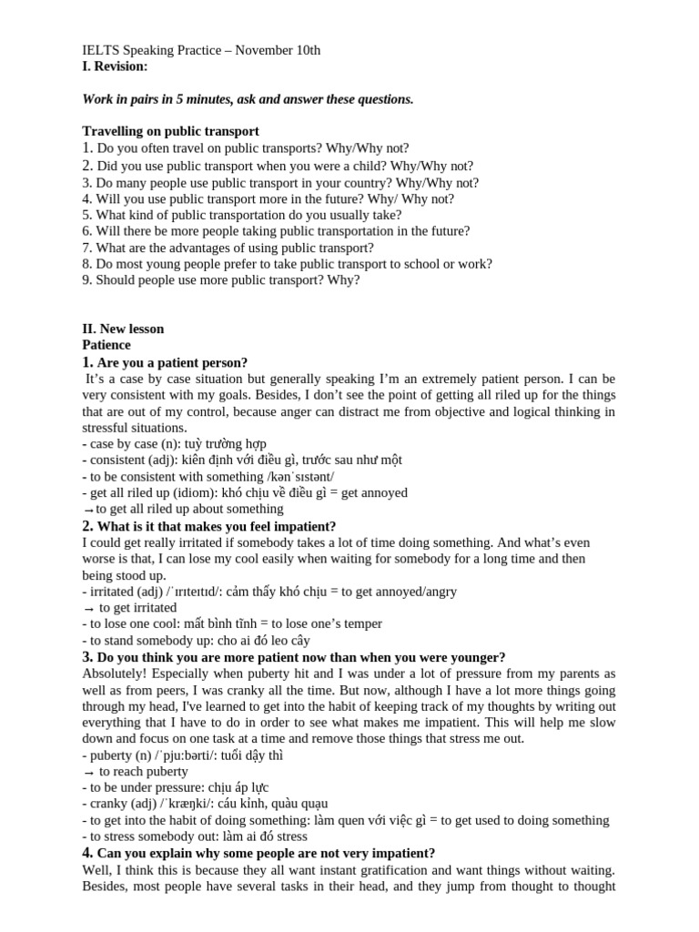 IELTS Speaking - November 10th | PDF | Incentive