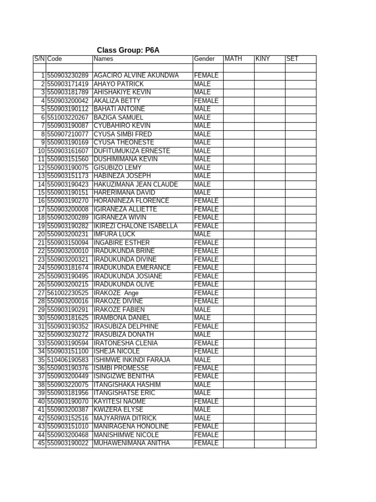 Class Group P6A | PDF
