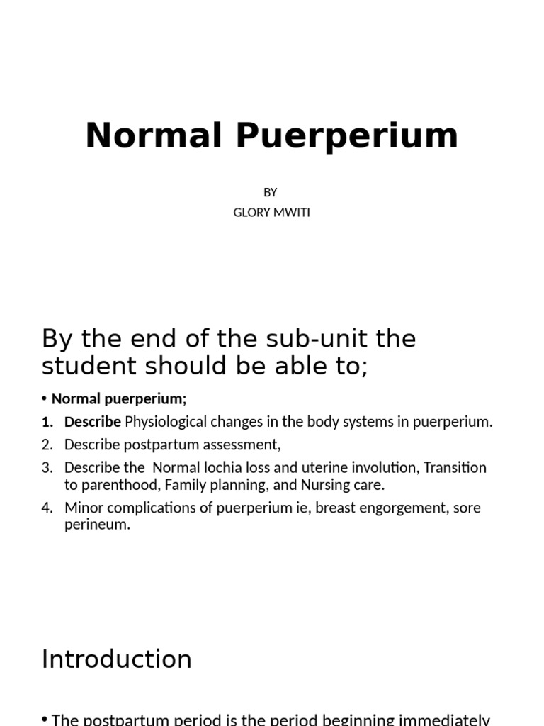 Normal Puerperium | PDF | Postpartum Period | Uterus