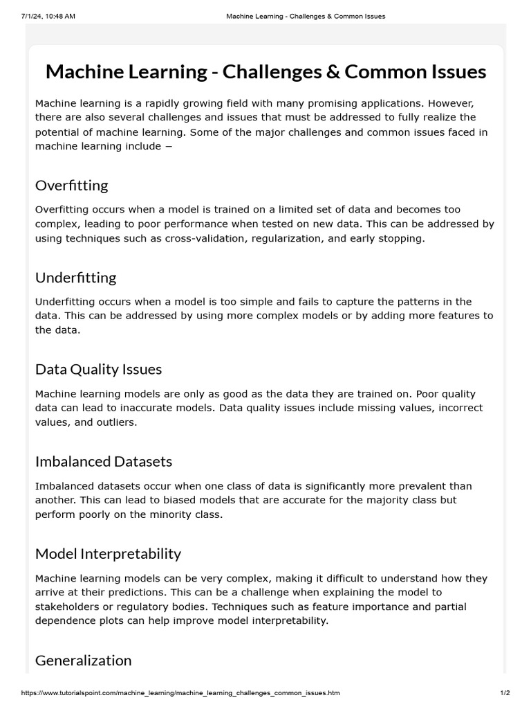 Machine Learning Challenges Explained | PDF | Machine Learning ...