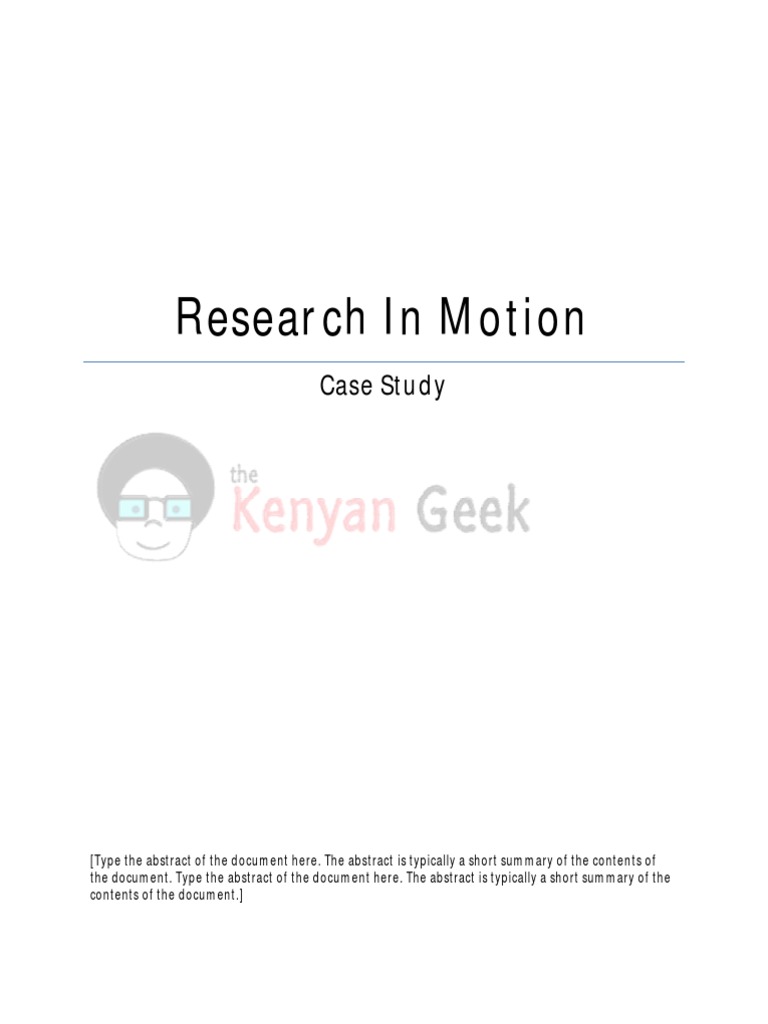 Research in Motion: Case Study | PDF | Black Berry Limited | Smartphone