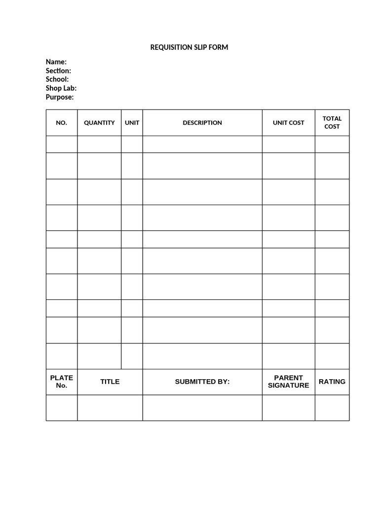 Requisition Slip Form | PDF