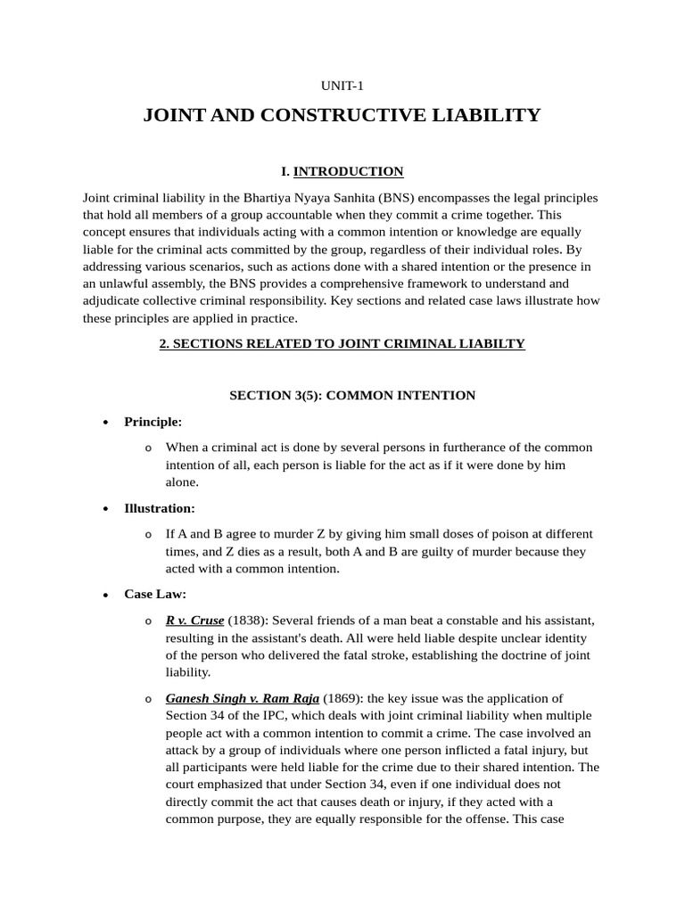 Joint Criminal Liability | PDF | Crimes | Crime & Violence