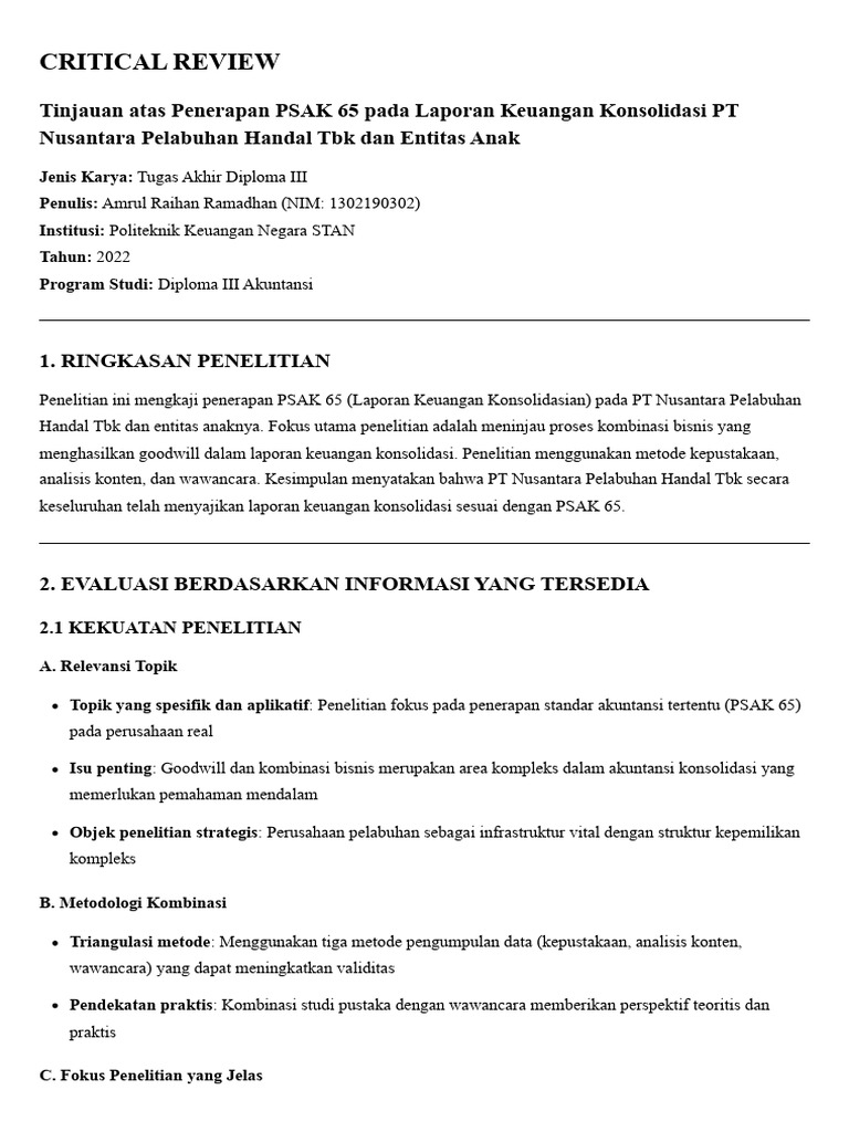 Tinjauan Penerapan PSAK 65 di PT Nusantara | PDF