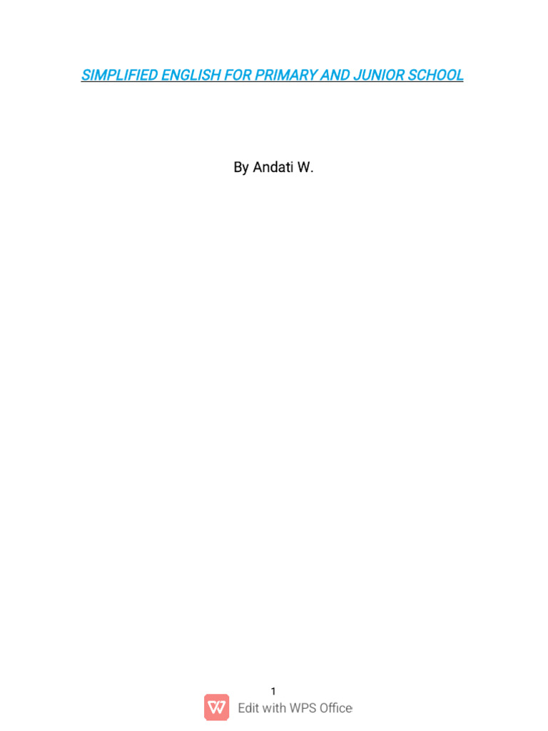 Simplified English For Primary and Junior School | PDF | Adverb | Verb