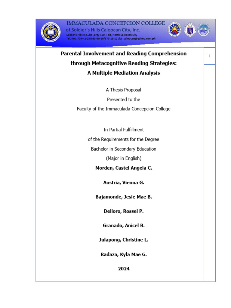 Parental Involvement and Reading Comprehension Through Metacognitive ...