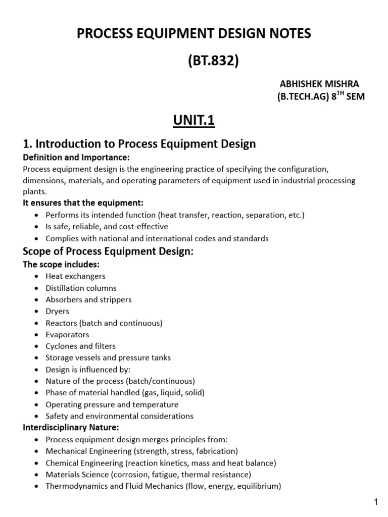 Process Equipment Design Overview | PDF | Mill (Grinding) | Heat Exchanger