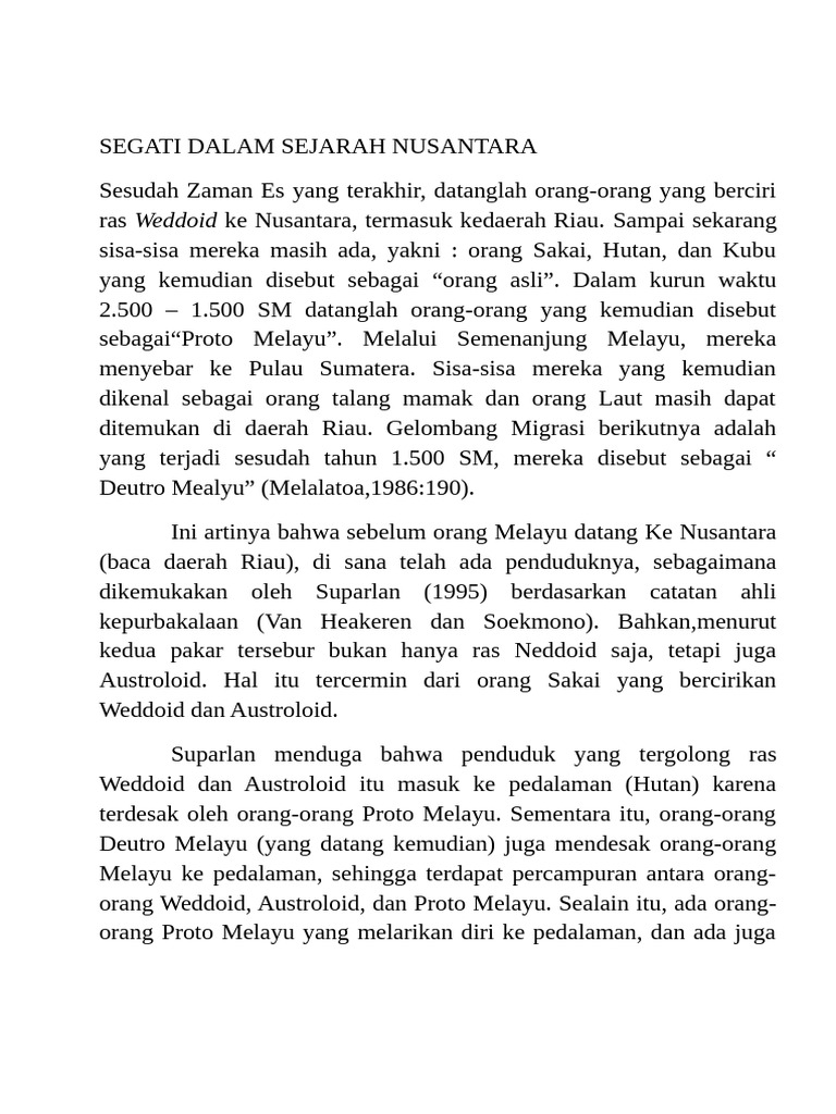 Sejarah Desa Segati dan Riau | PDF