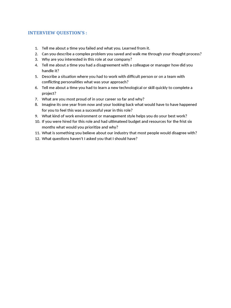 Interview Question | PDF