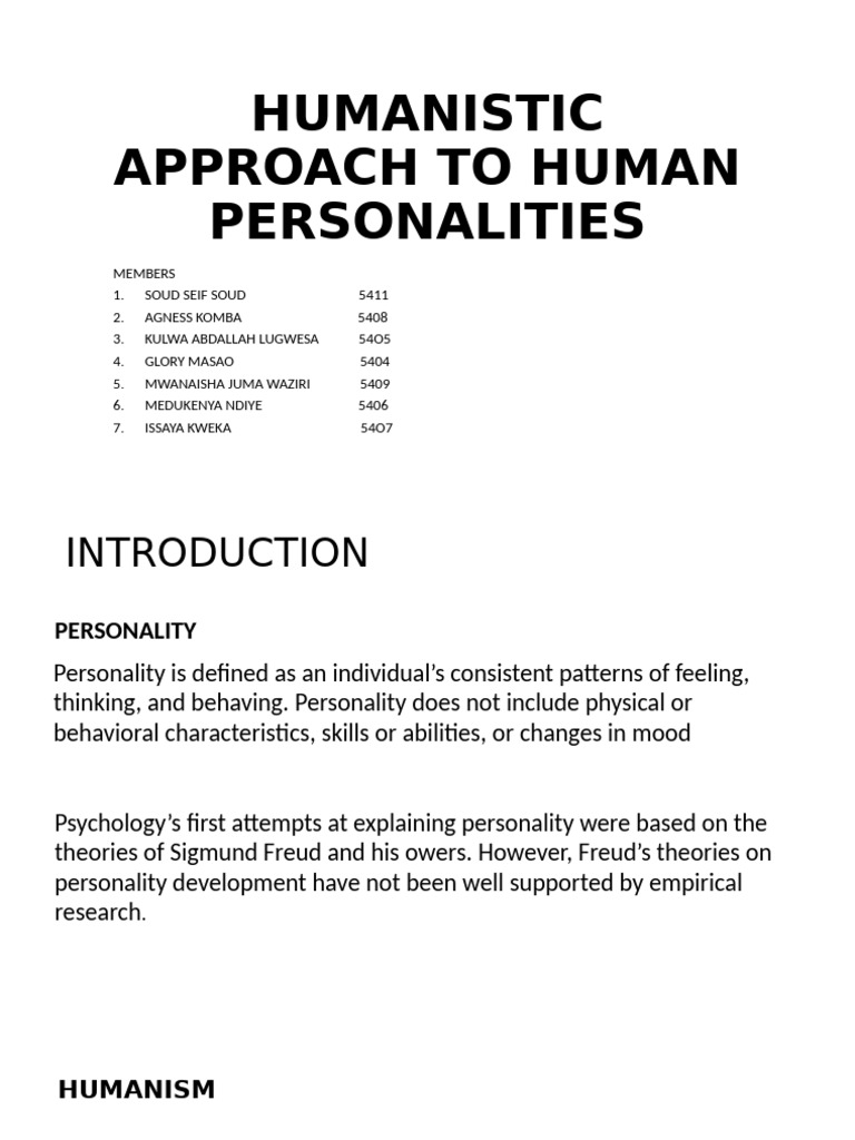 Humanistic Approach To Human Personalities | PDF | Self Actualization ...