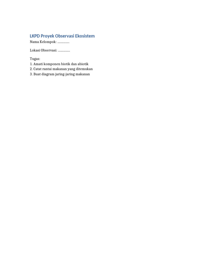 LKPD PJBL Ekosistem | PDF