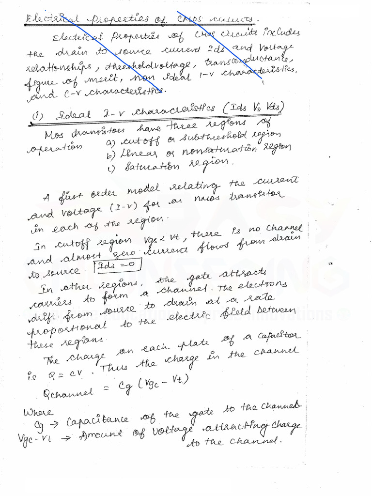 Ideal IV Characteristics or Drain Current Equation | PDF