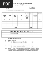 Travelling Allowance Bill Format | PDF