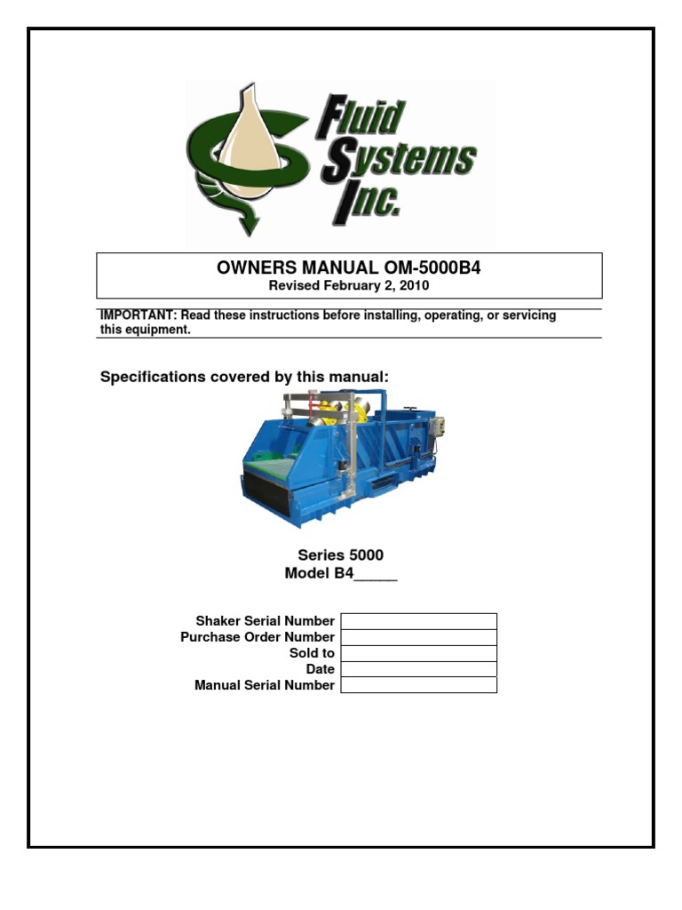 Series 5000B4 Manual - Revision D 12 30 2010 | PDF | Nut (Hardware) | Screw