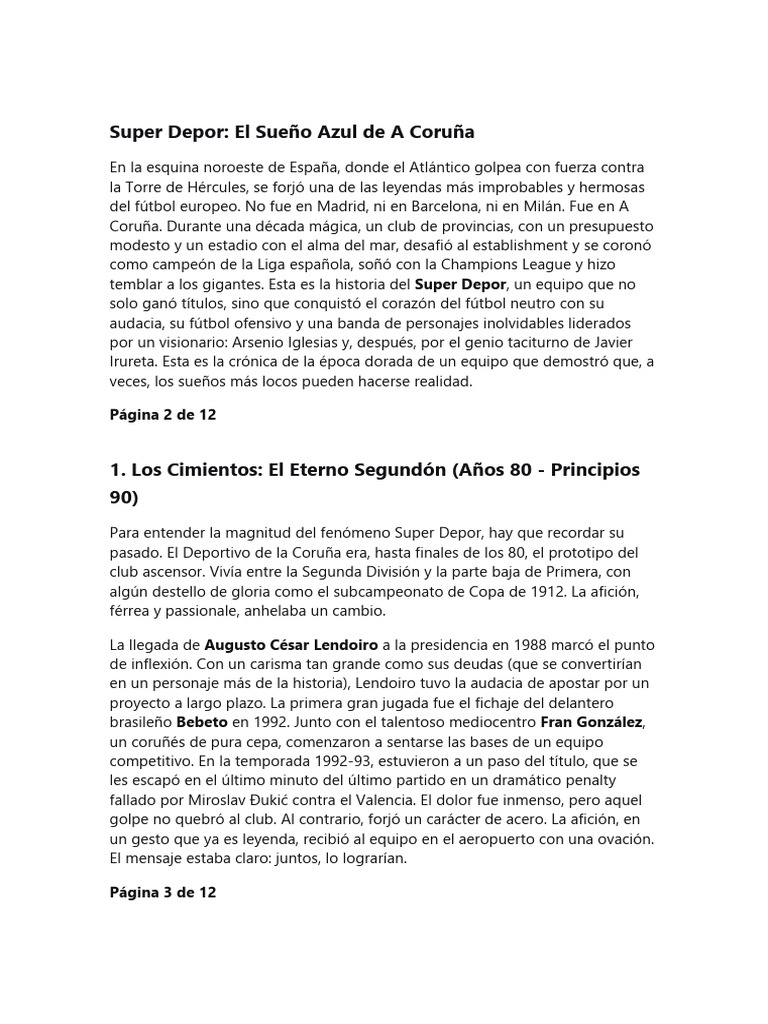 Super Depor: La Leyenda del Fútbol Gallego | PDF | Deportes ...