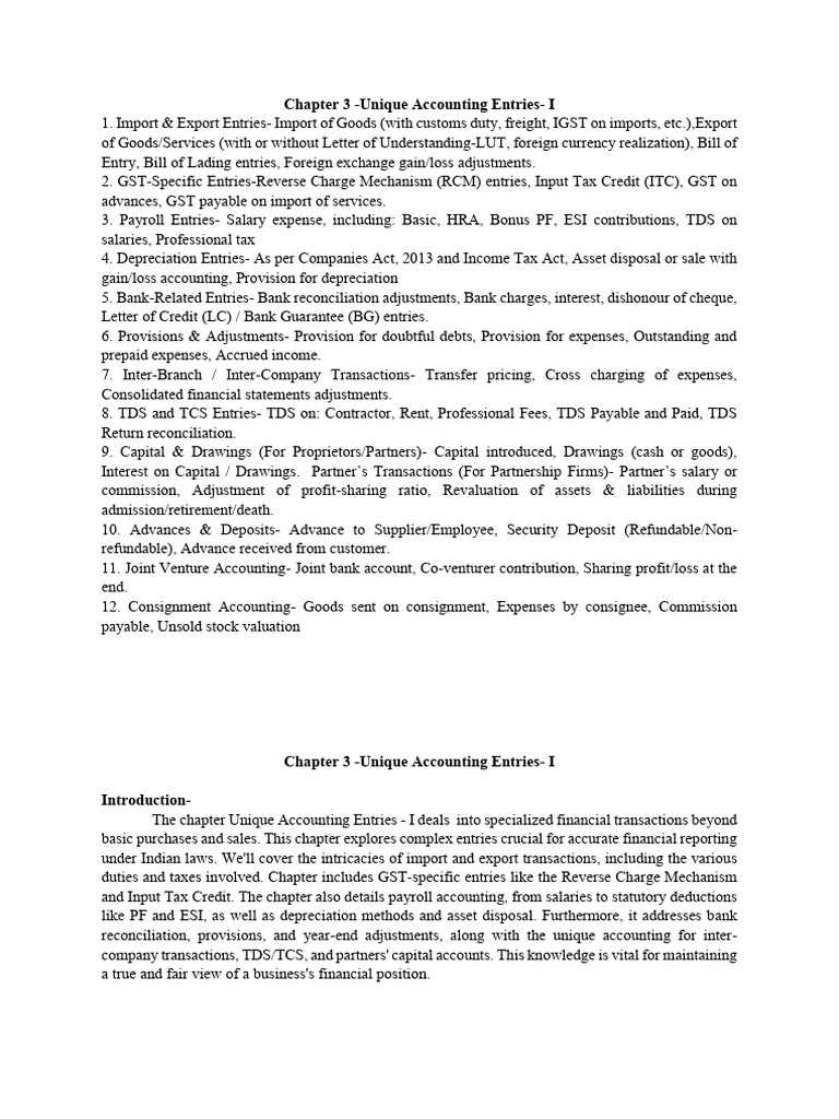 Adv AC Chapter 3 Unique Journal Entries | PDF | Debits And Credits | Banks